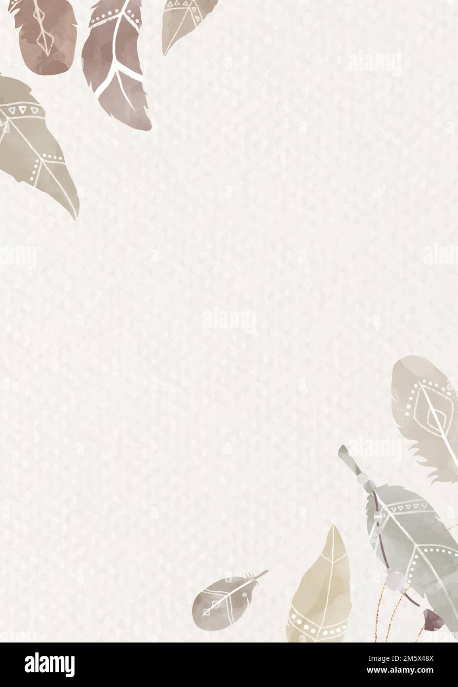 Watercolor feather border vector Bohemian style Stock Vector Image ...