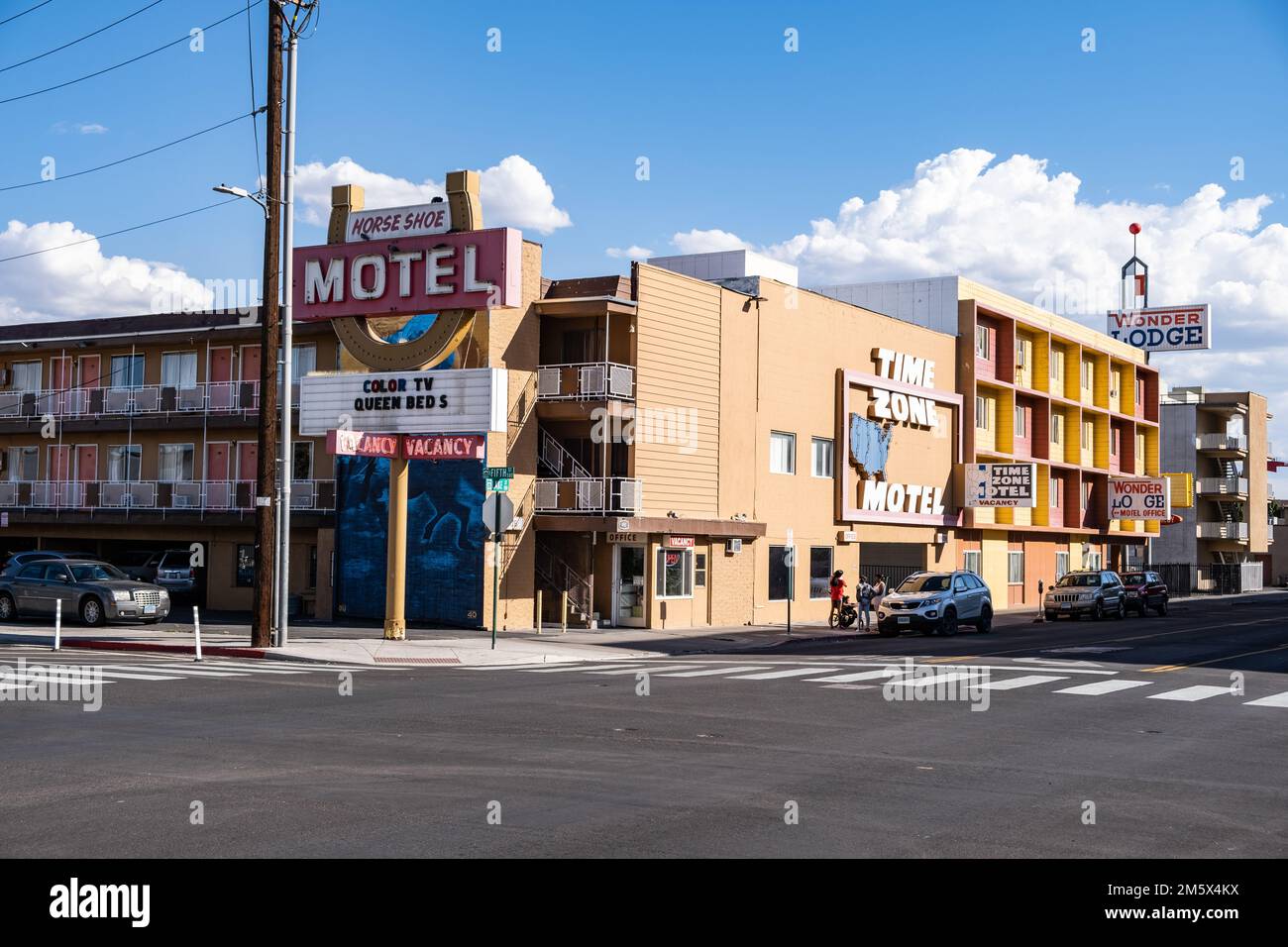 A small old Reno city in the United States with buildings and stores on ...