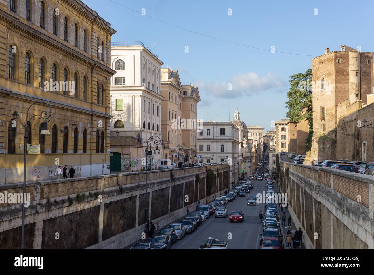 Historic center, via degli Annibaldi with ancient Roman buildings and ...