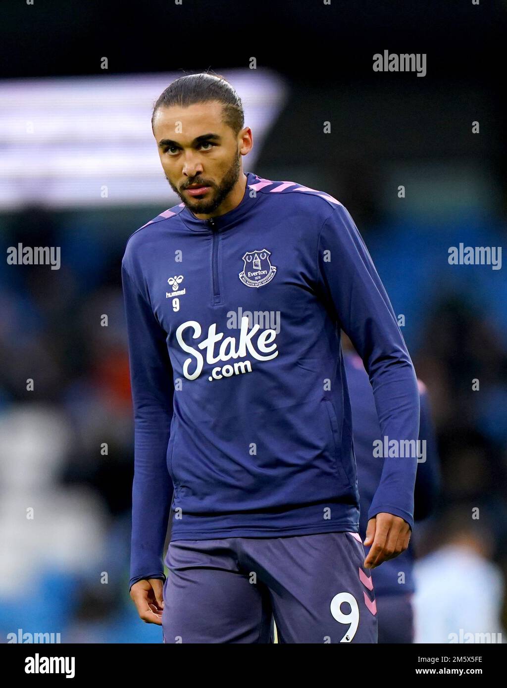 Everton's Dominic Calvert-Lewin warms up on the pitch ahead of the ...