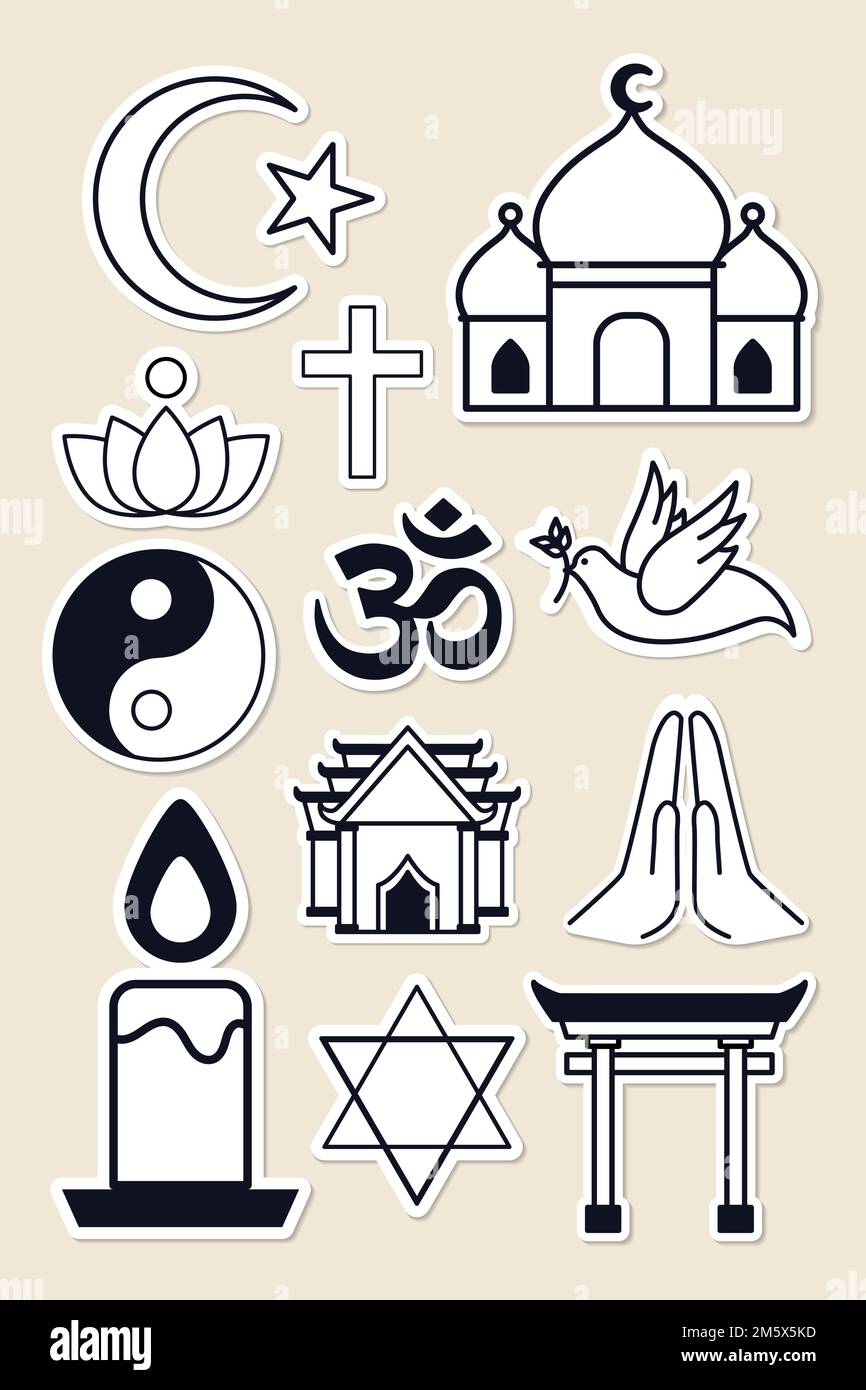 Mixed religious symbols sticker set vector Stock Vector Image & Art - Alamy