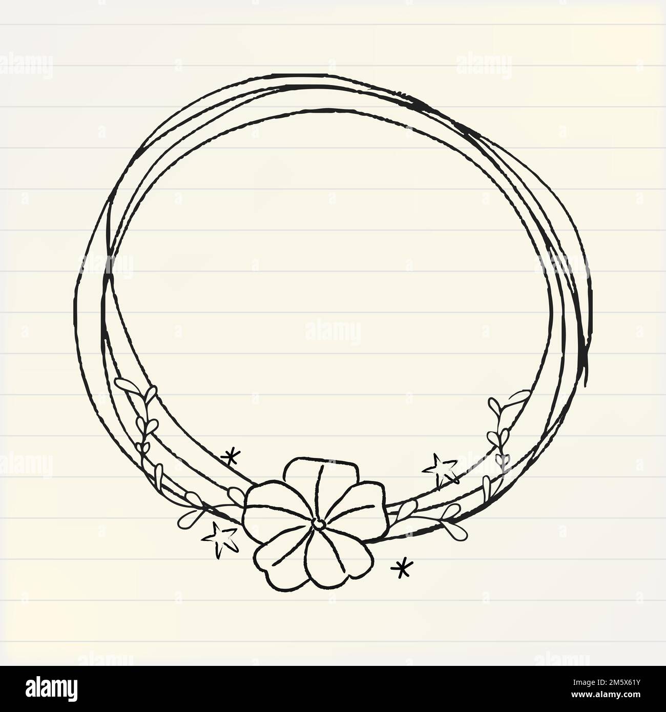Floral line art frame design element vector Stock Vector Image & Art ...