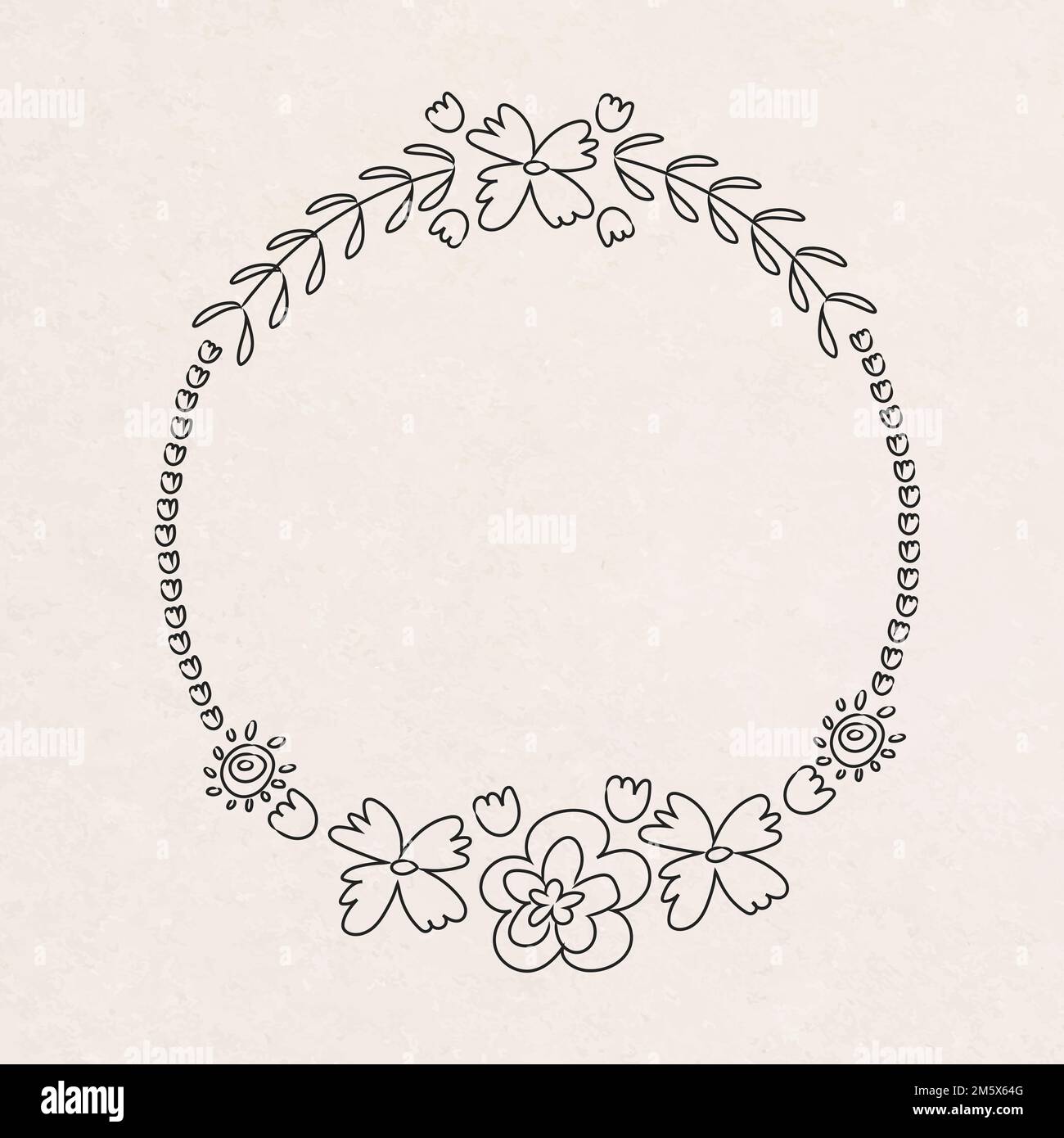 Cute doodle floral wreath vector Stock Vector Image & Art - Alamy