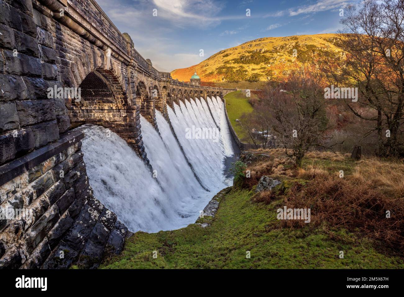 The Craig Goch Reservoir Dam in the Elan Valley, Powys, Wales Stock ...