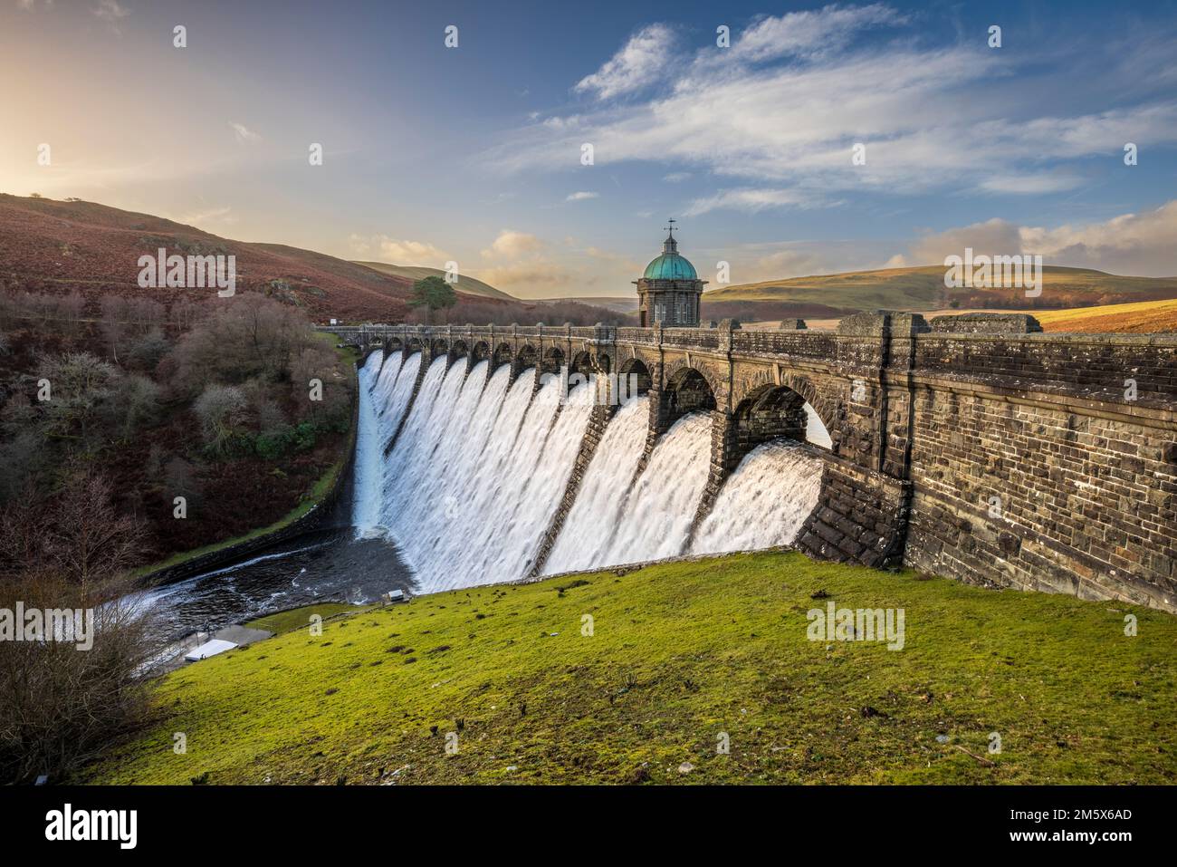 The Craig Goch Reservoir Dam in the Elan Valley, Powys, Wales Stock ...