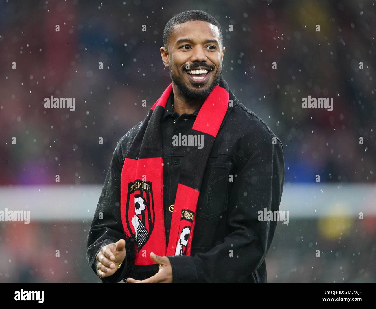 Bournemouth co-owner Michael B Jordan on the pitch ahead of the Premier ...