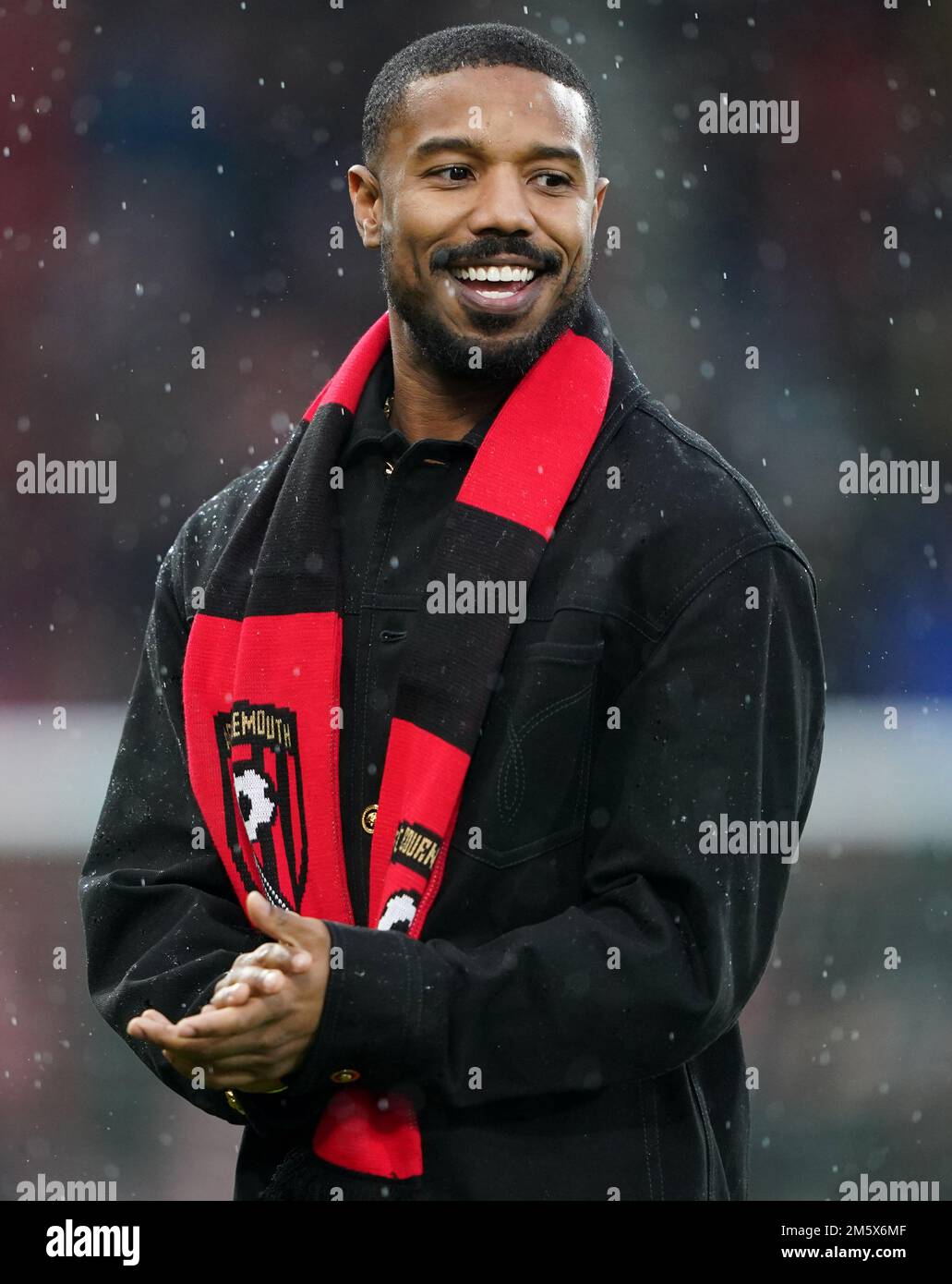 Bournemouth co-owner Michael B Jordan on the pitch ahead of the Premier ...