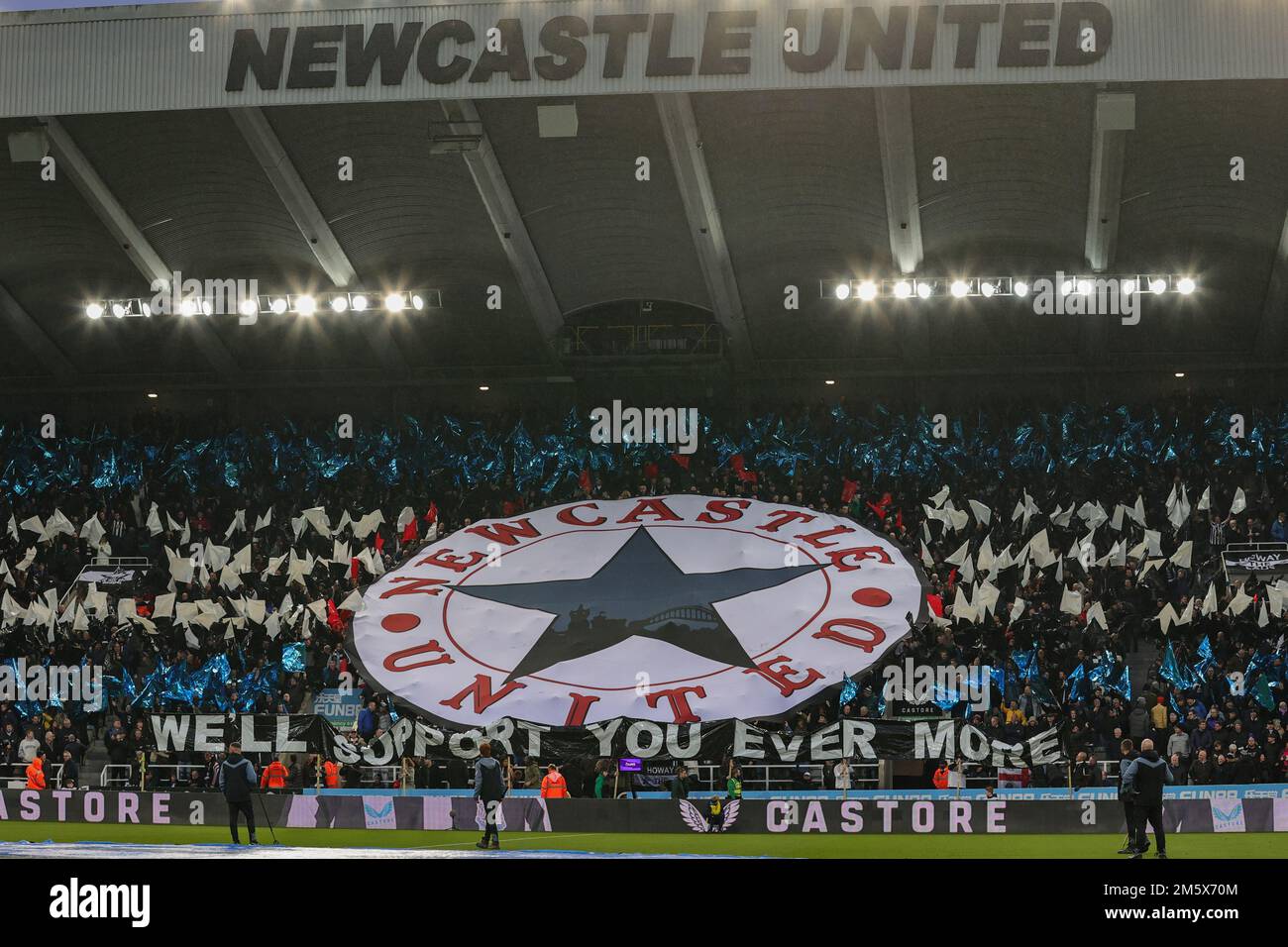 Newcastle United fans with a tifo display ahead of the Premier League ...