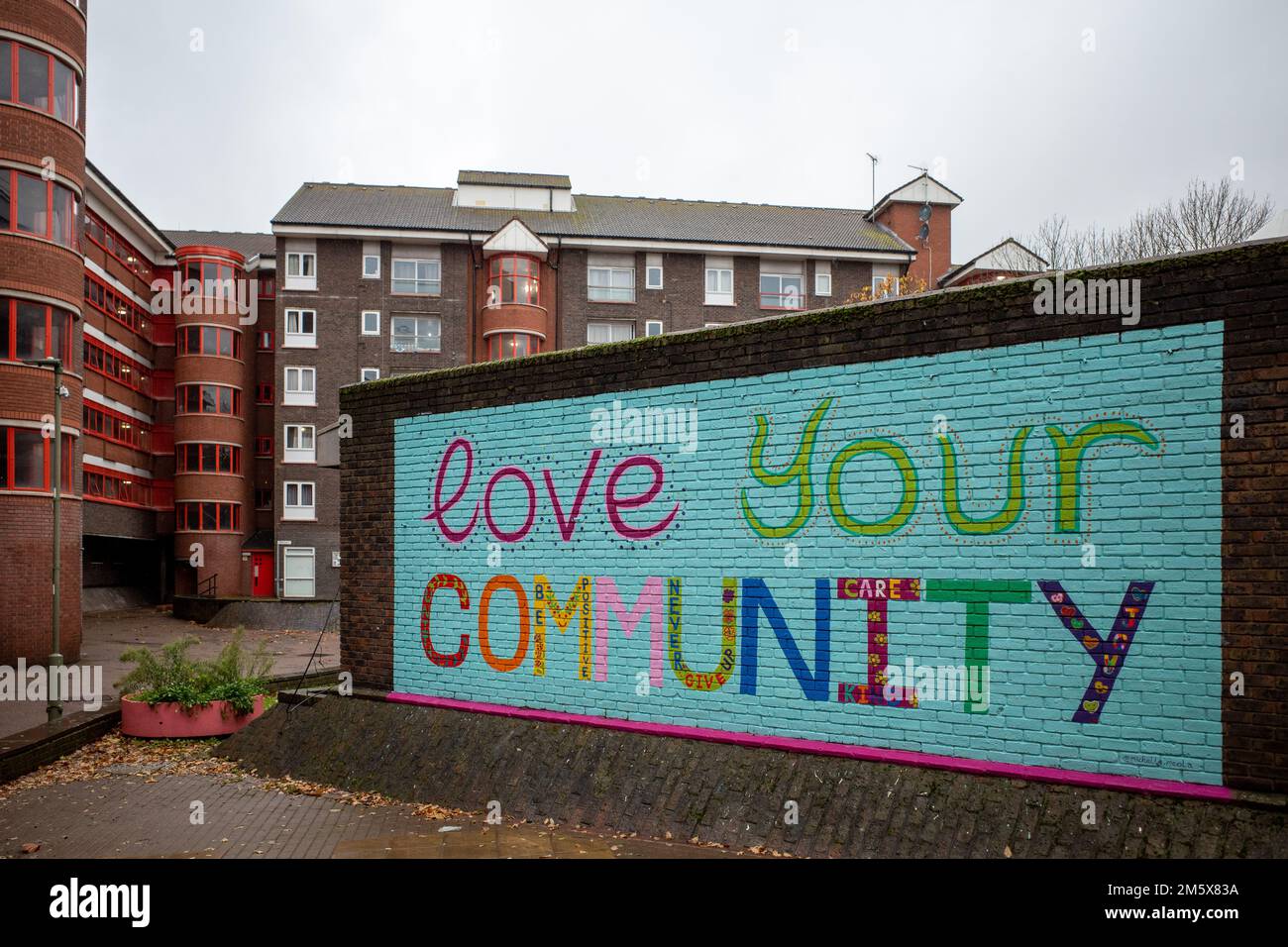 Community centre artwork in the in the Grahame Park housing estate ...