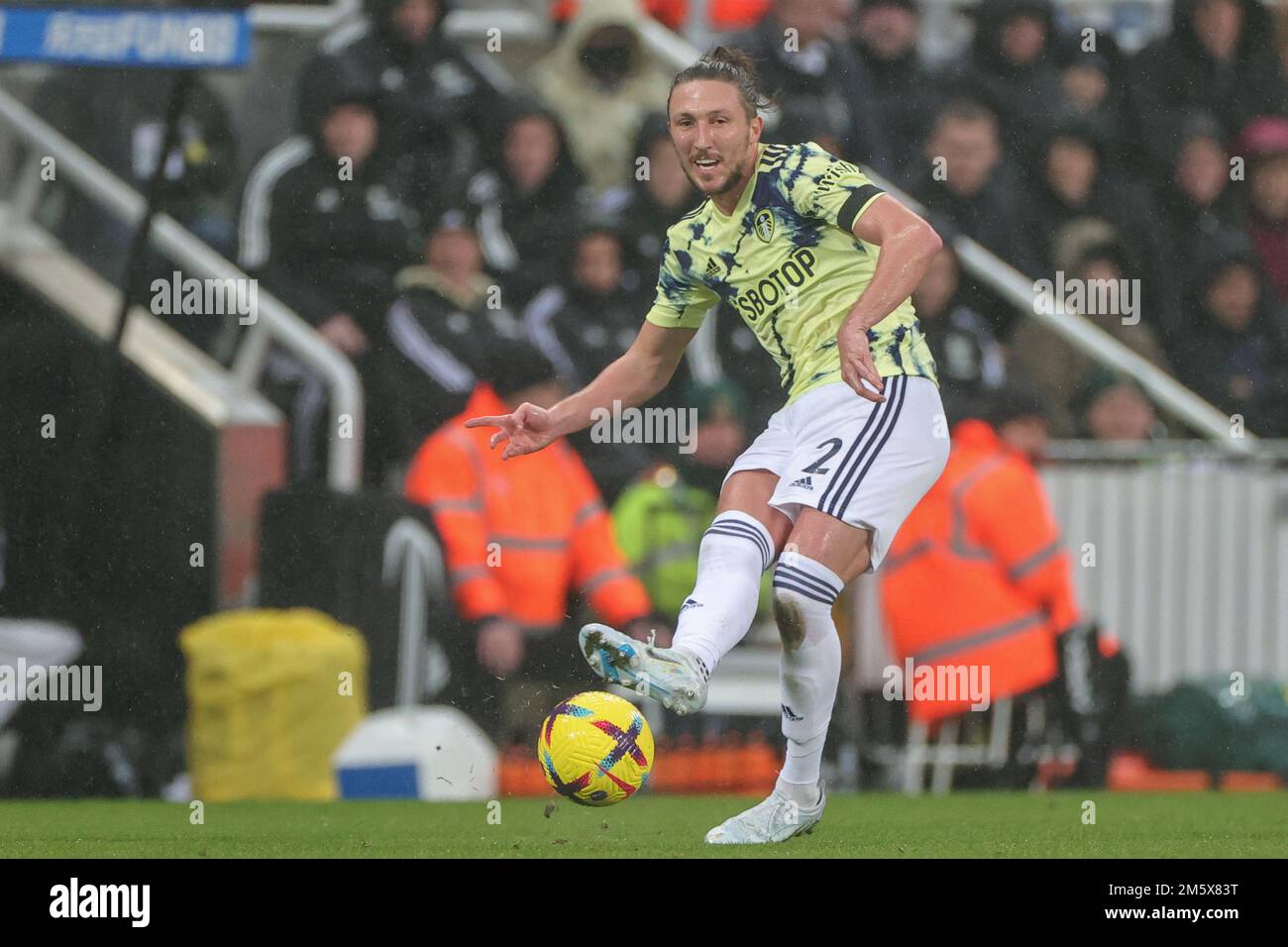 Luke Ayling #2 of Leeds United passes the ball during the Premier ...