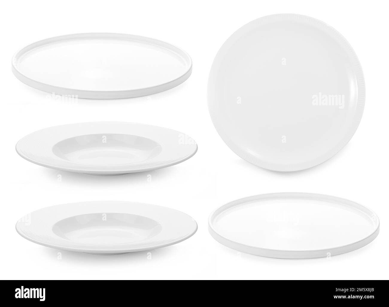 set of plate on white background Stock Photo - Alamy