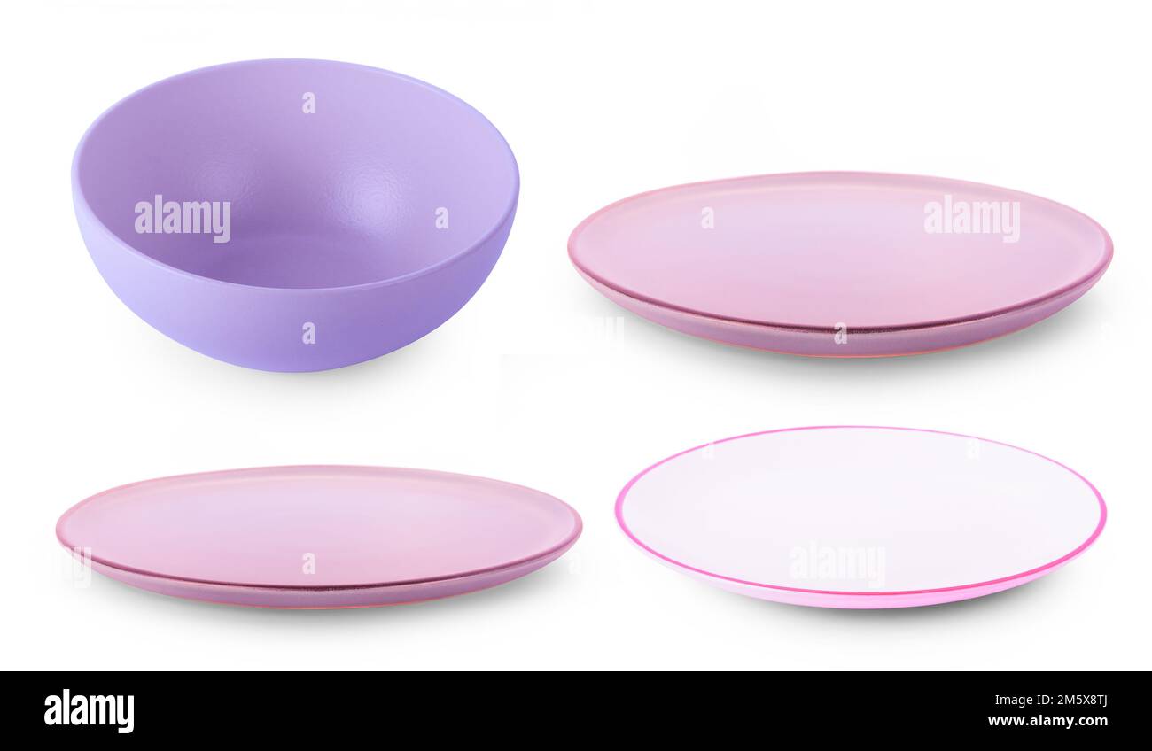 set of plate isolated on white background Stock Photo - Alamy