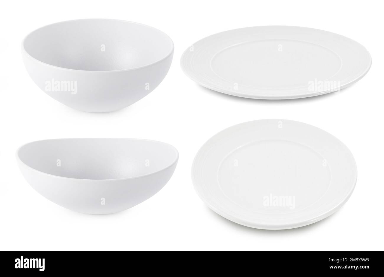 set of plate isolated on white background Stock Photo - Alamy