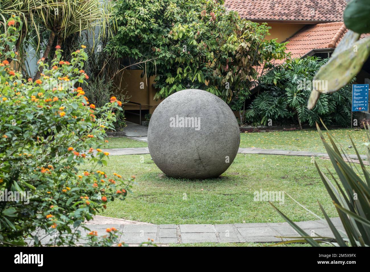 Ancient stone sphere on display at the National Museum of Costa Rica ...