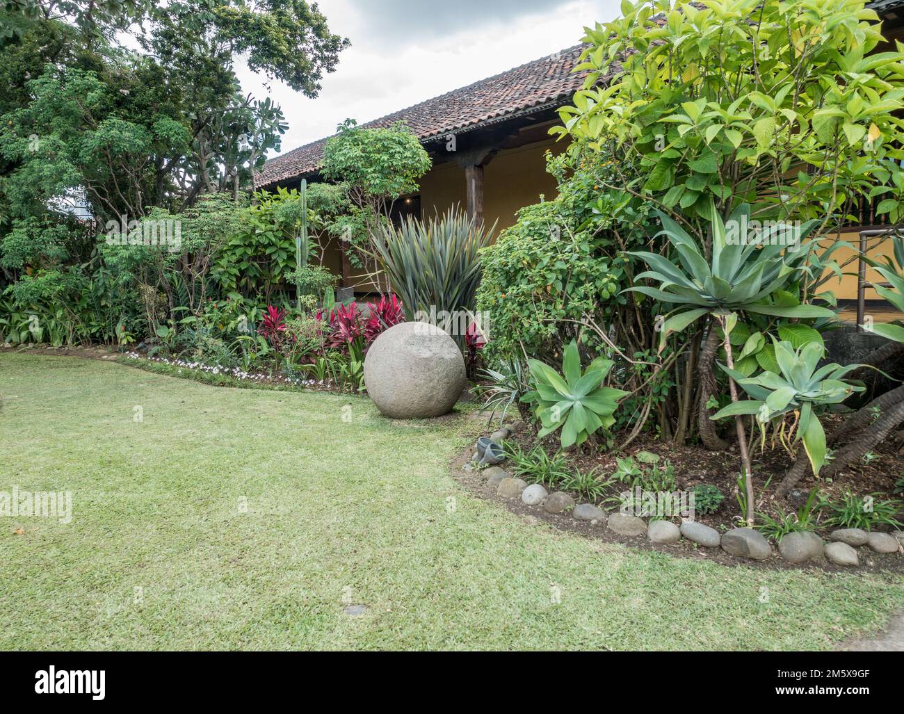 Ancient stone sphere on display at the National Museum of Costa Rica ...