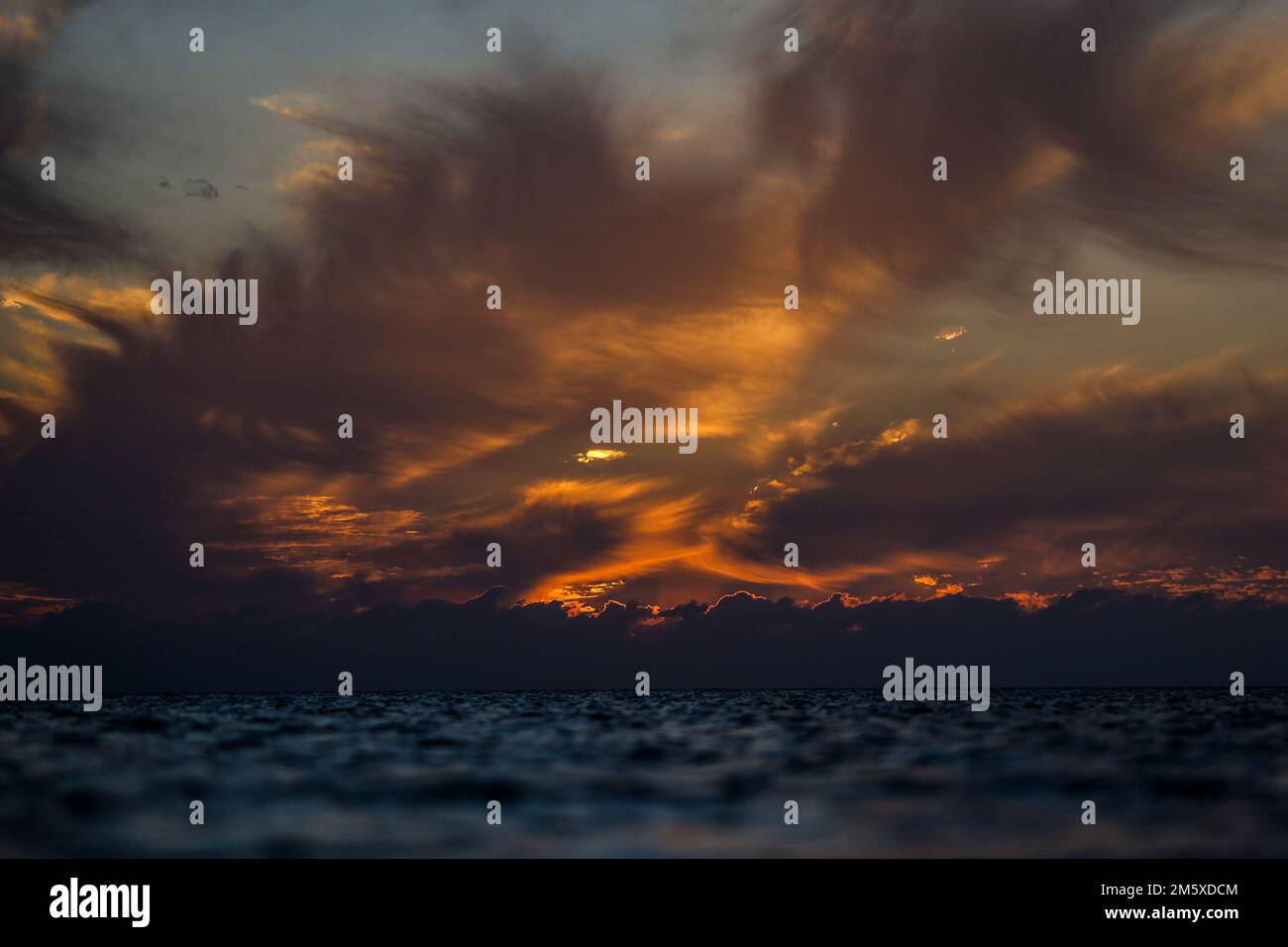 Sunset during the Prologue of the Dakar 2023, on December 31, 2022 near ...