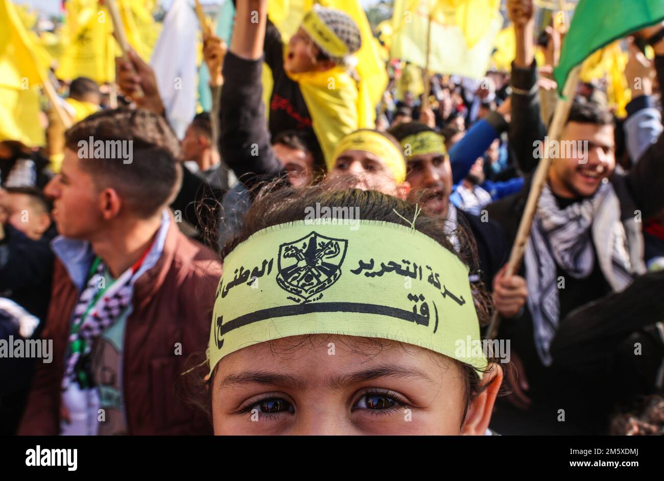 Palestinians take part in Fatah movement rally marking the 58th ...