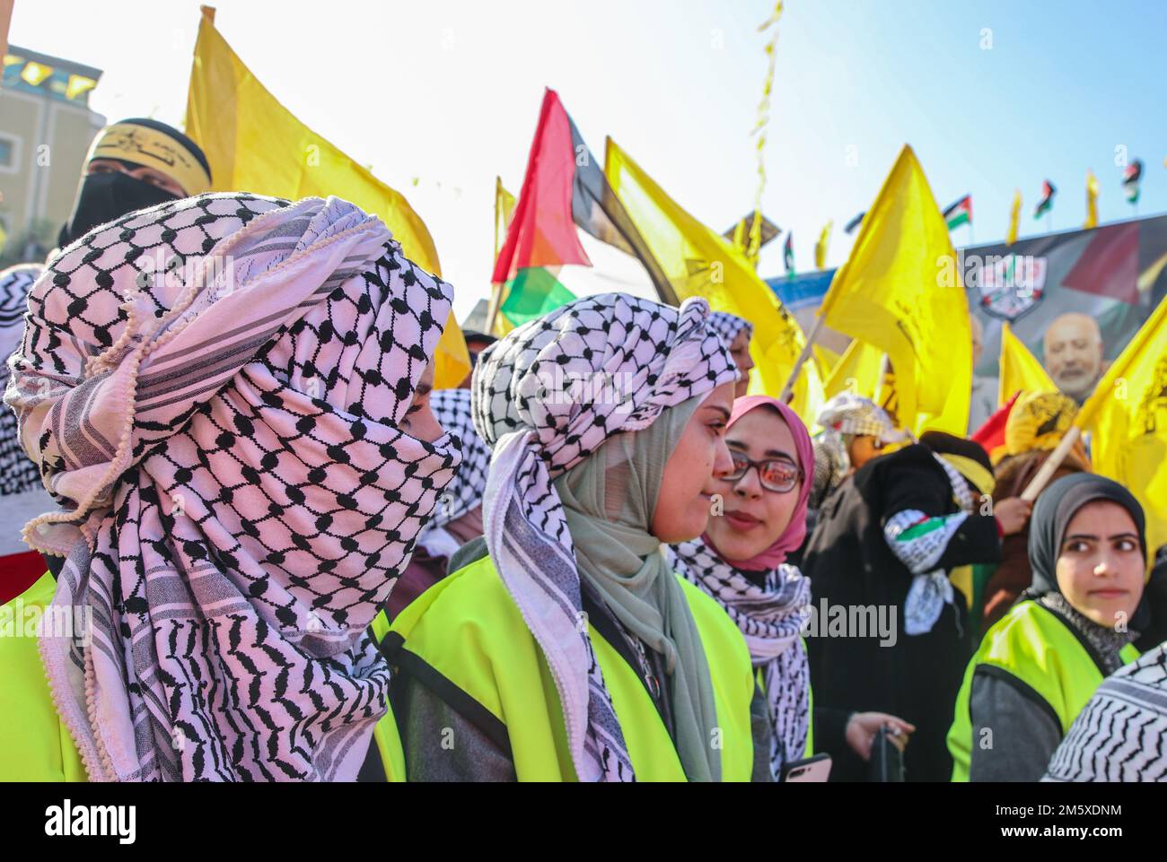 Palestinian girls take part in Fatah movement rally marking the 58th ...
