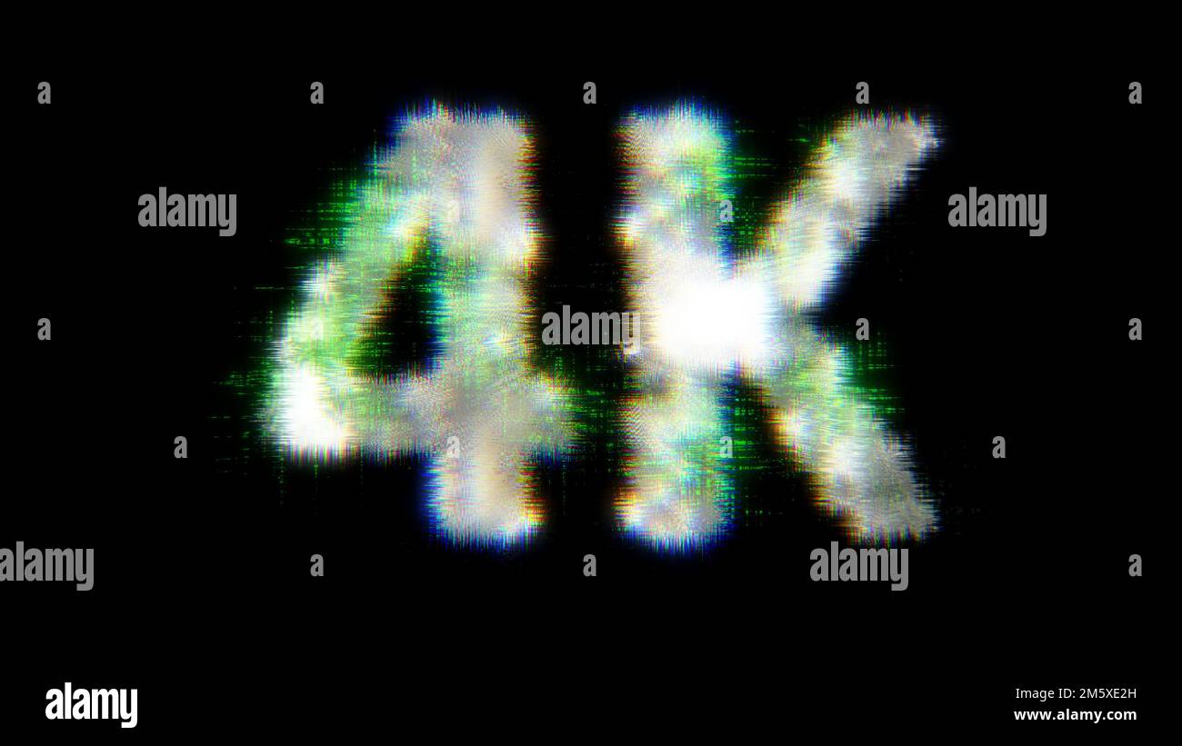 green cybernetical text 4K with noise distortion, isolated - object 3D ...