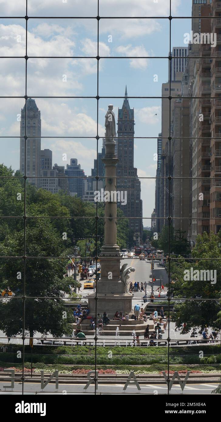 NYC Columbus Circle View through window Stock Photo - Alamy