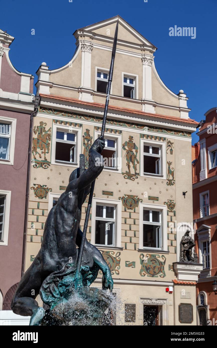 A vertical shot of a Mars Fountain and the facade of a historical ...