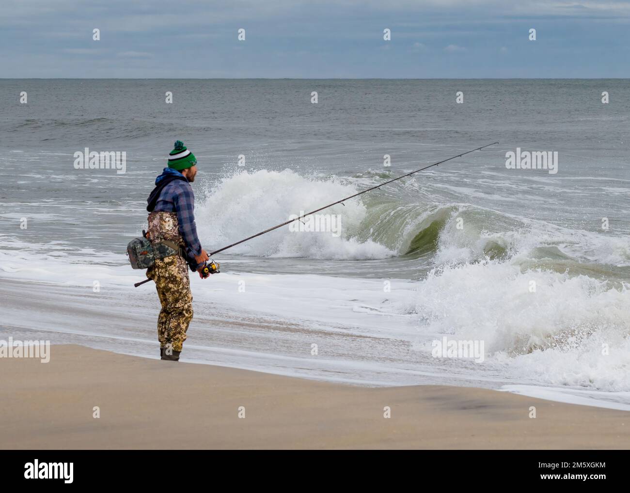 Fishing on a beach in Long Beach Island Stock Photo - Alamy
