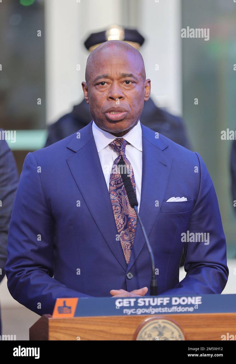 Times Square, New York, USA, December 30, 2022 - Mayor Eric Adams with ...