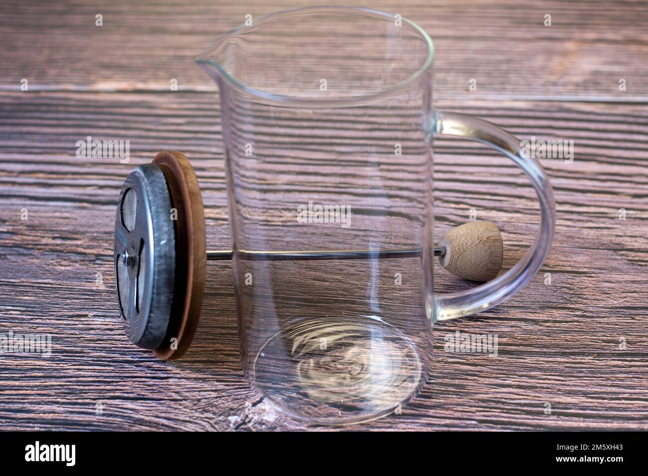 A French press also known as a press pot or plunger pot isolated on ...