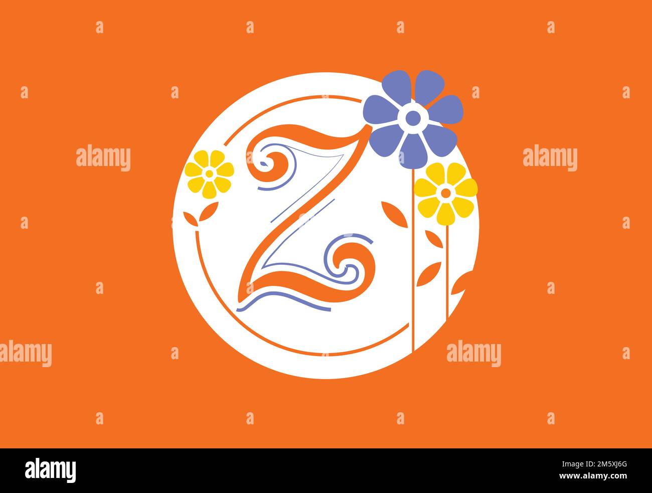 Floral monogram letter Z. Initial alphabet with botanical elements ...