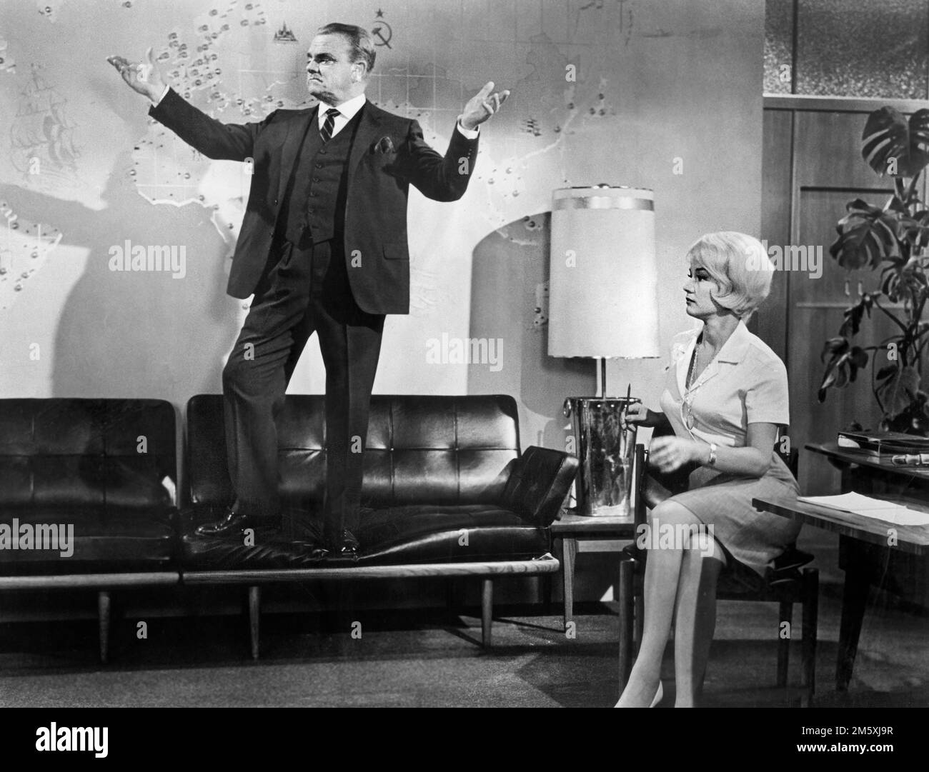 James Cagney, Liselotte Pulver, on-set of the Film, "One, Two, Three", United Artists, 1961 ...