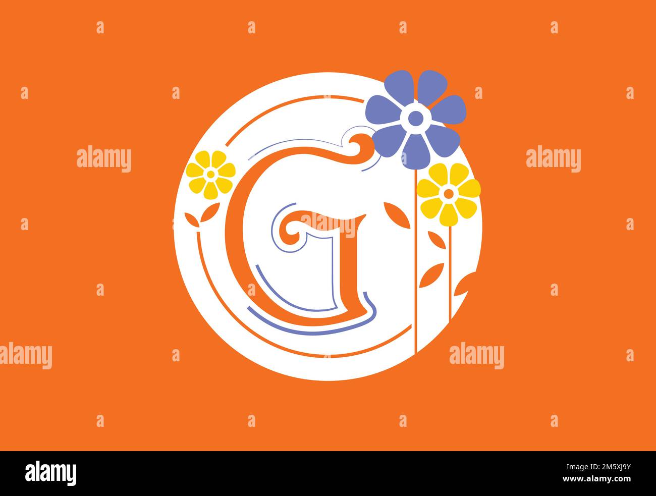 Graphic floral alphabet gold letter g hi-res stock photography and ...
