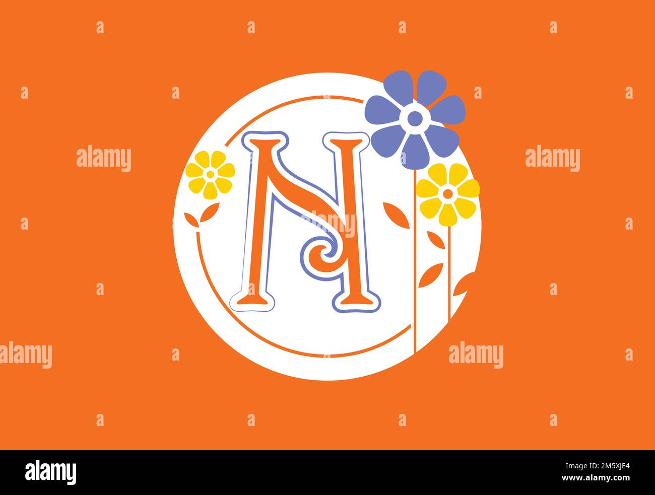 Graphic floral alphabet gold letter n hi-res stock photography and ...