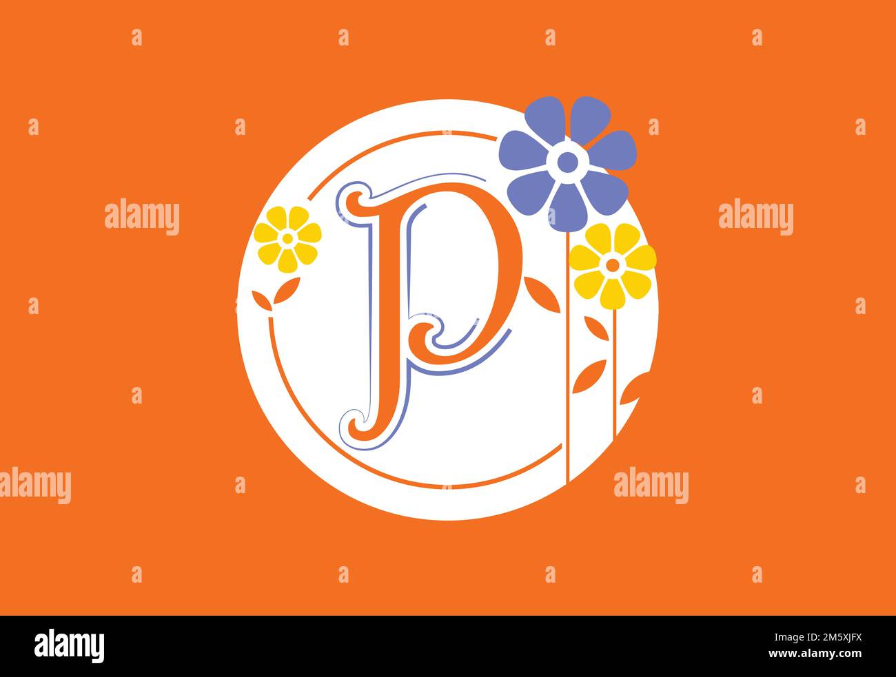 Letter p botanical logo hi-res stock photography and images - Alamy