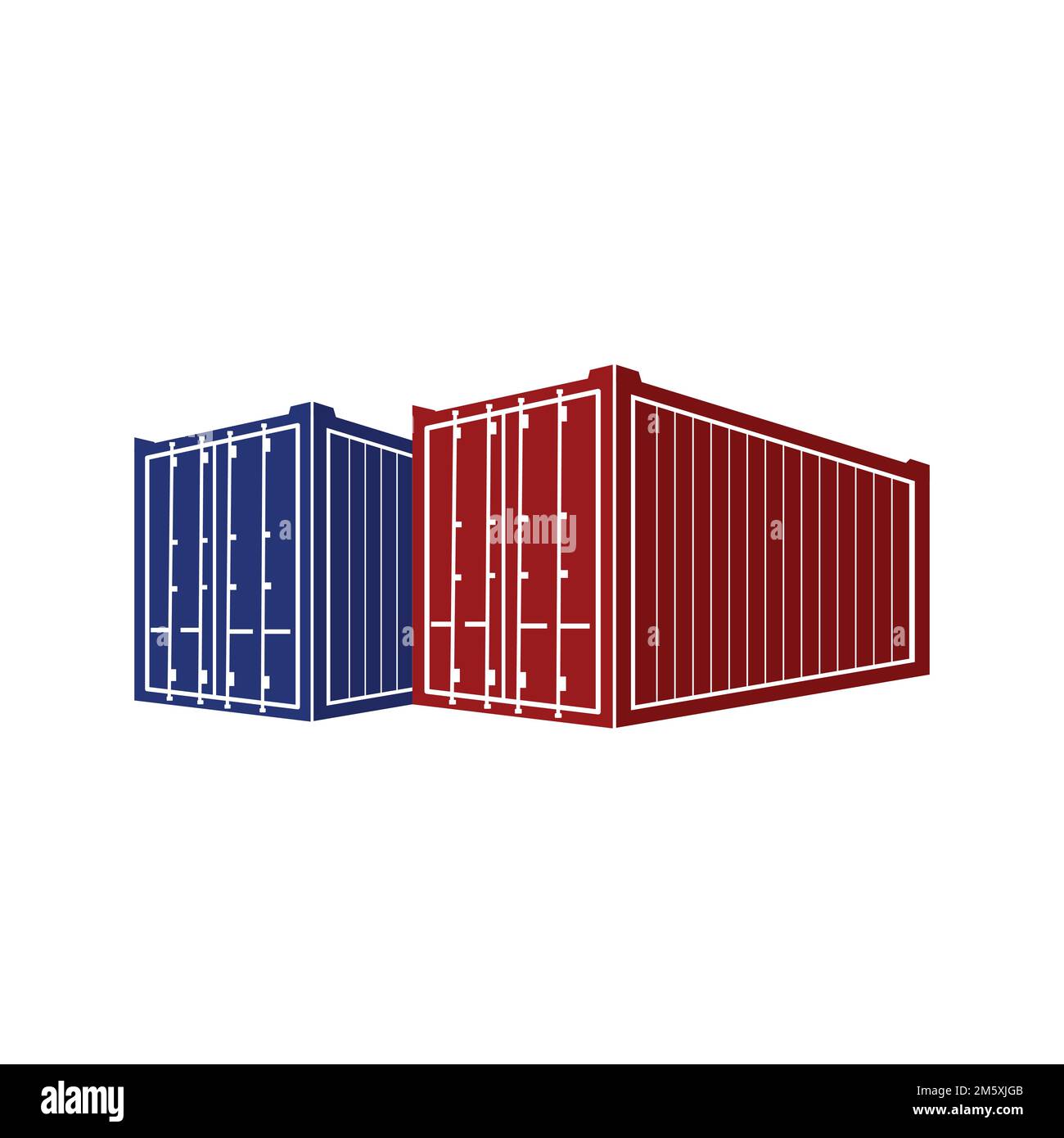 Red and Blue Shipping Container Box Vector Design on white background ...