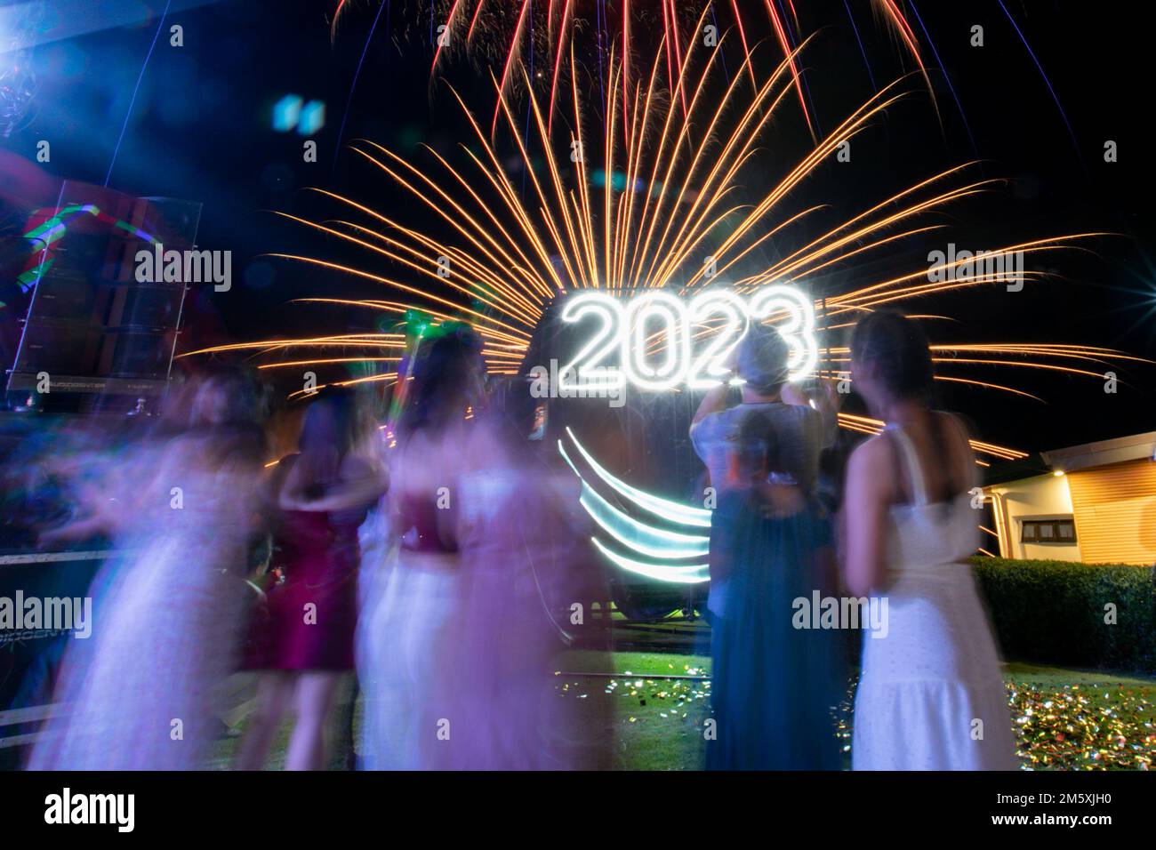 Manila, Philippines. 1st Jan, 2023. People watch a fireworks display as ...