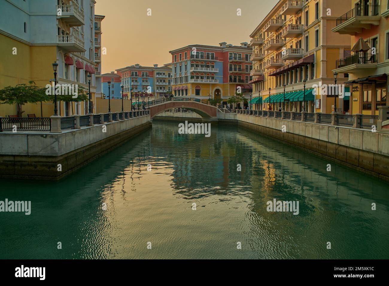 Qanat Quartier The pearl, Doha Qatar after noon shot showing the unique ...