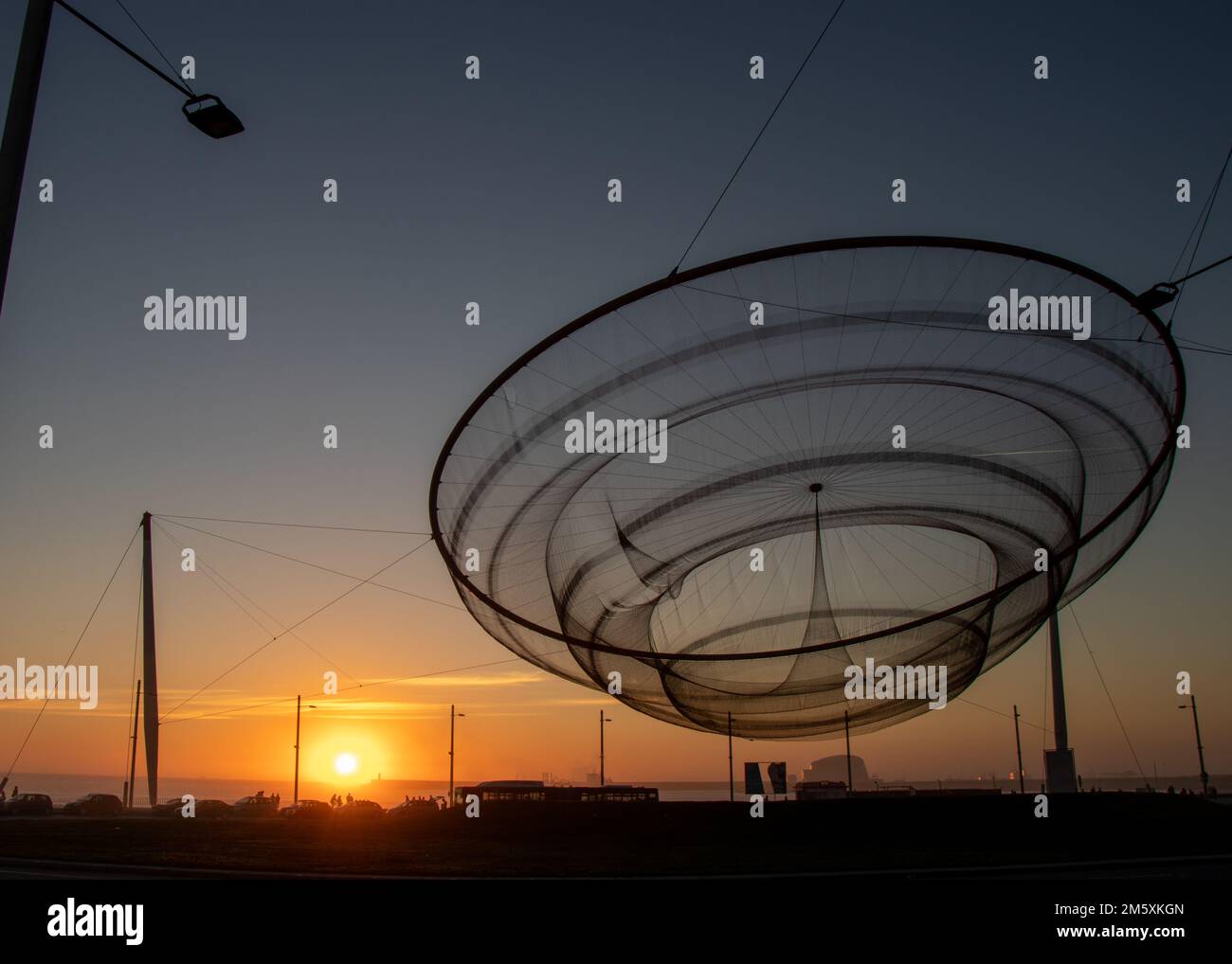 The modern sculpture "She Changes" Porto, Portugal with sunset ...