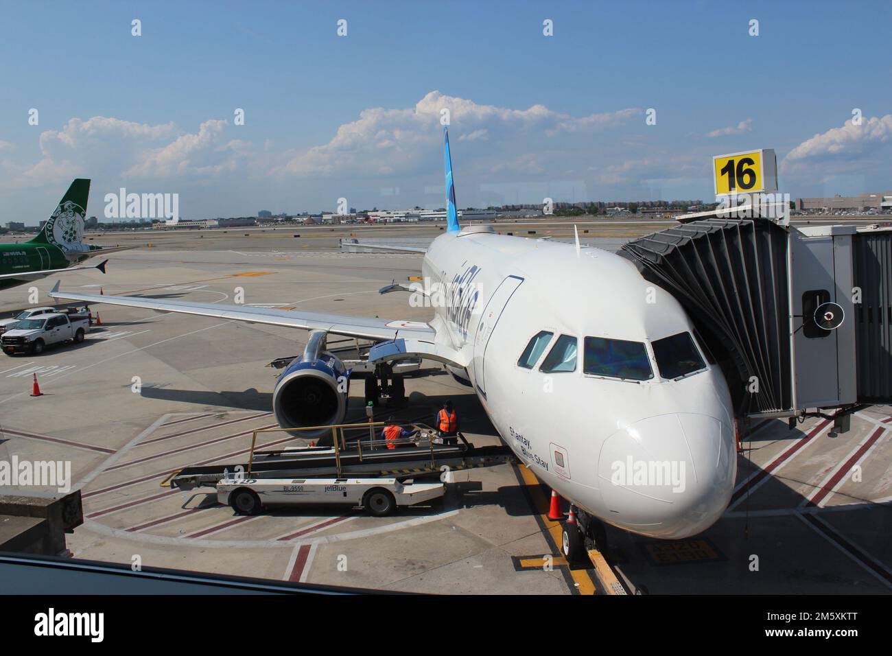 A JetBlue Airways Airbus A320 parked at Terminal 5 at John F. Kennedy ...