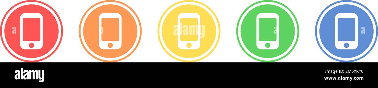 Cell phone icon set. Contact icon in various colors Stock Vector Image ...