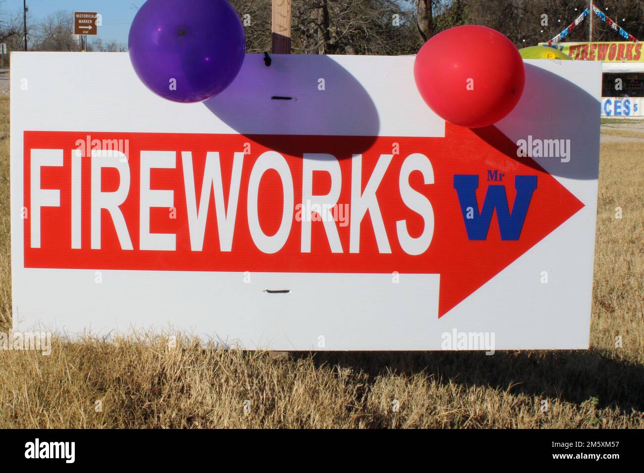 San Antonio, USA. 31st Dec, 2022. A Mr W Fireworks direction sign on ...