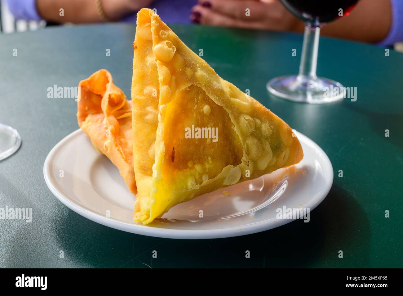 Traditional Middle East snack fried stuffed samosa pie with vegetables ...