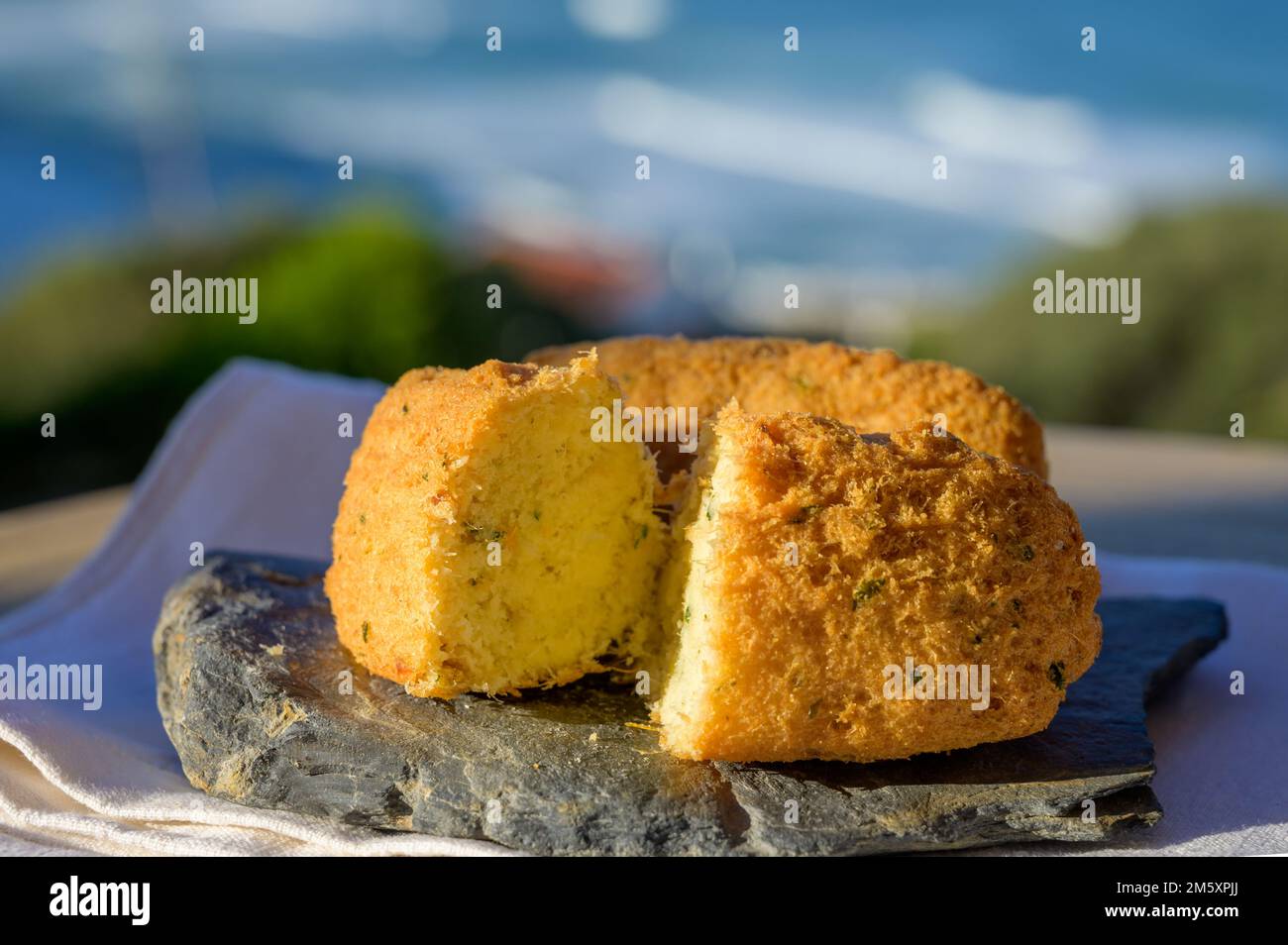 Codfish croquette pastais de bacalhau, traditional portuguese snack ...