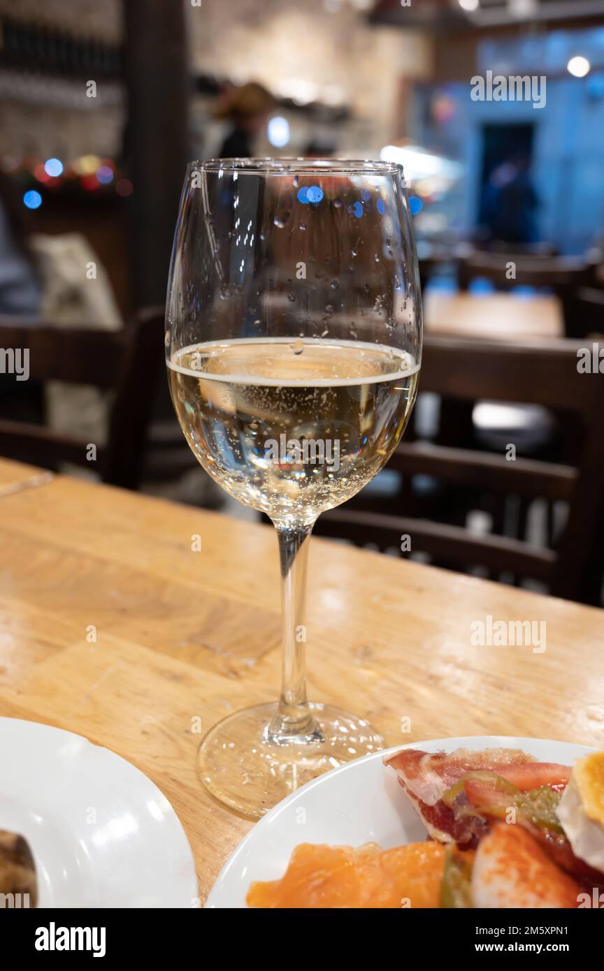 Board with typical snacks of Basque Country, pinchos or pinxtos ...