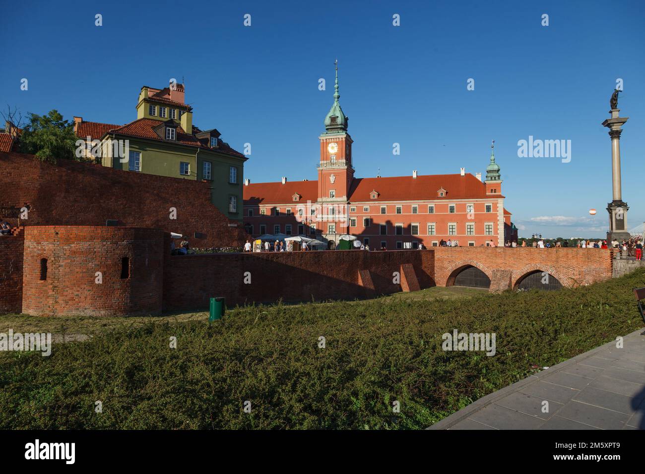 The historical building Royal castle next to the Warsaw barbican ...