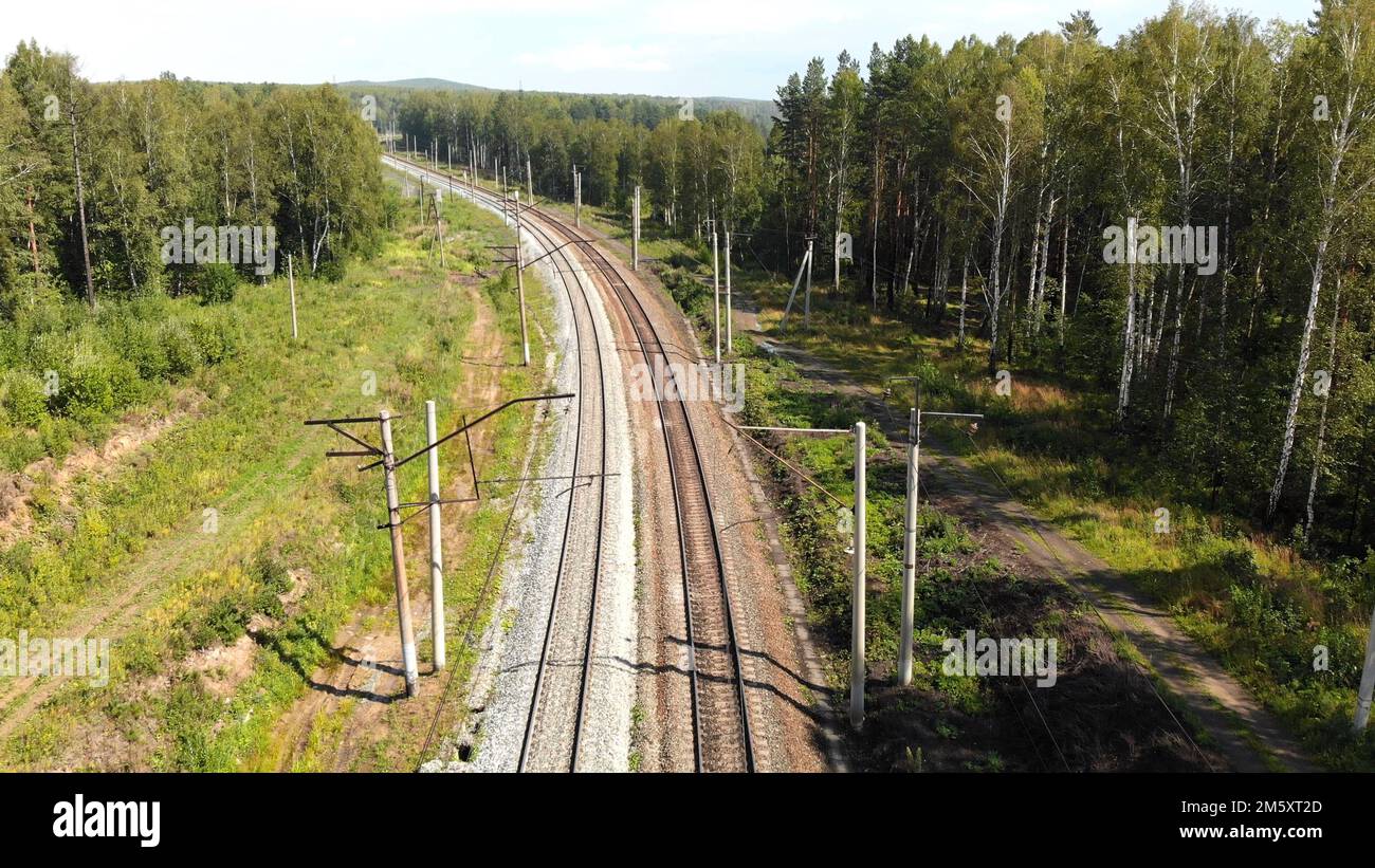The Trans-Siberian Railway in Russia. Drone view Stock Photo - Alamy