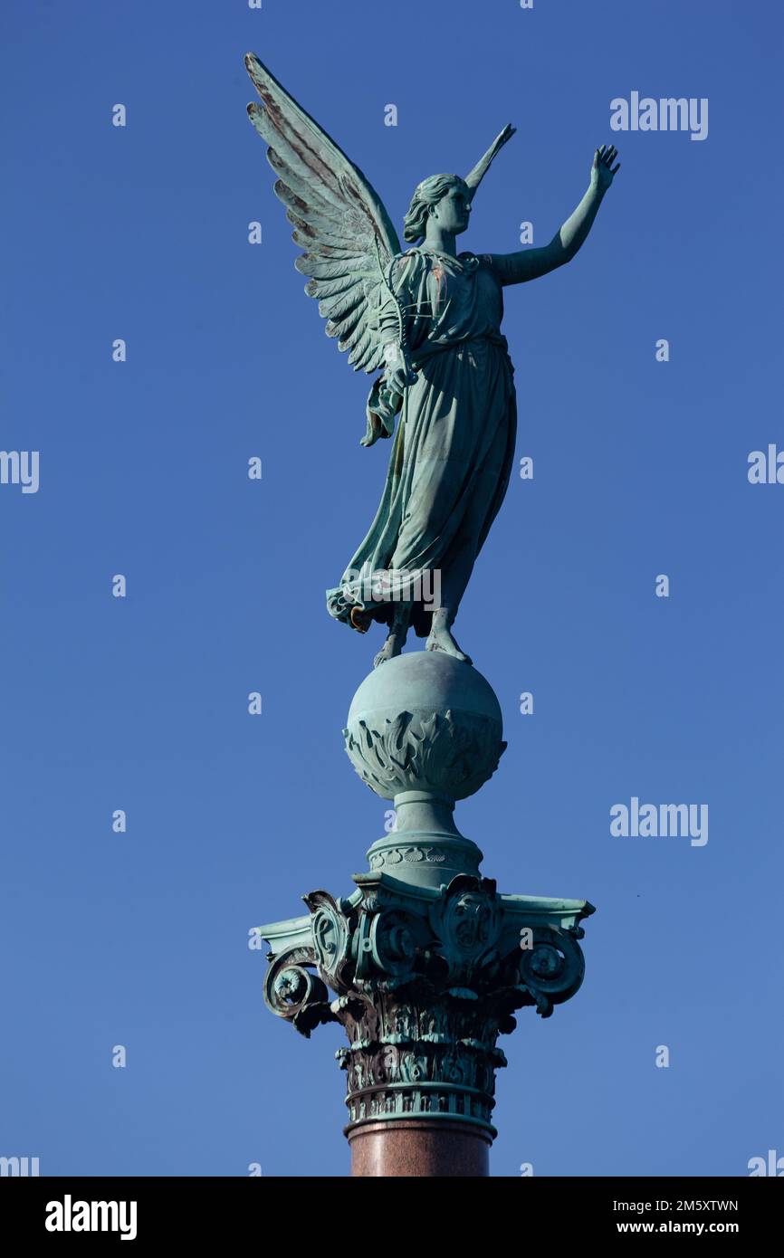 The Ivar Huitfeldt column with a winged angel, Copenhagen, Denmark ...