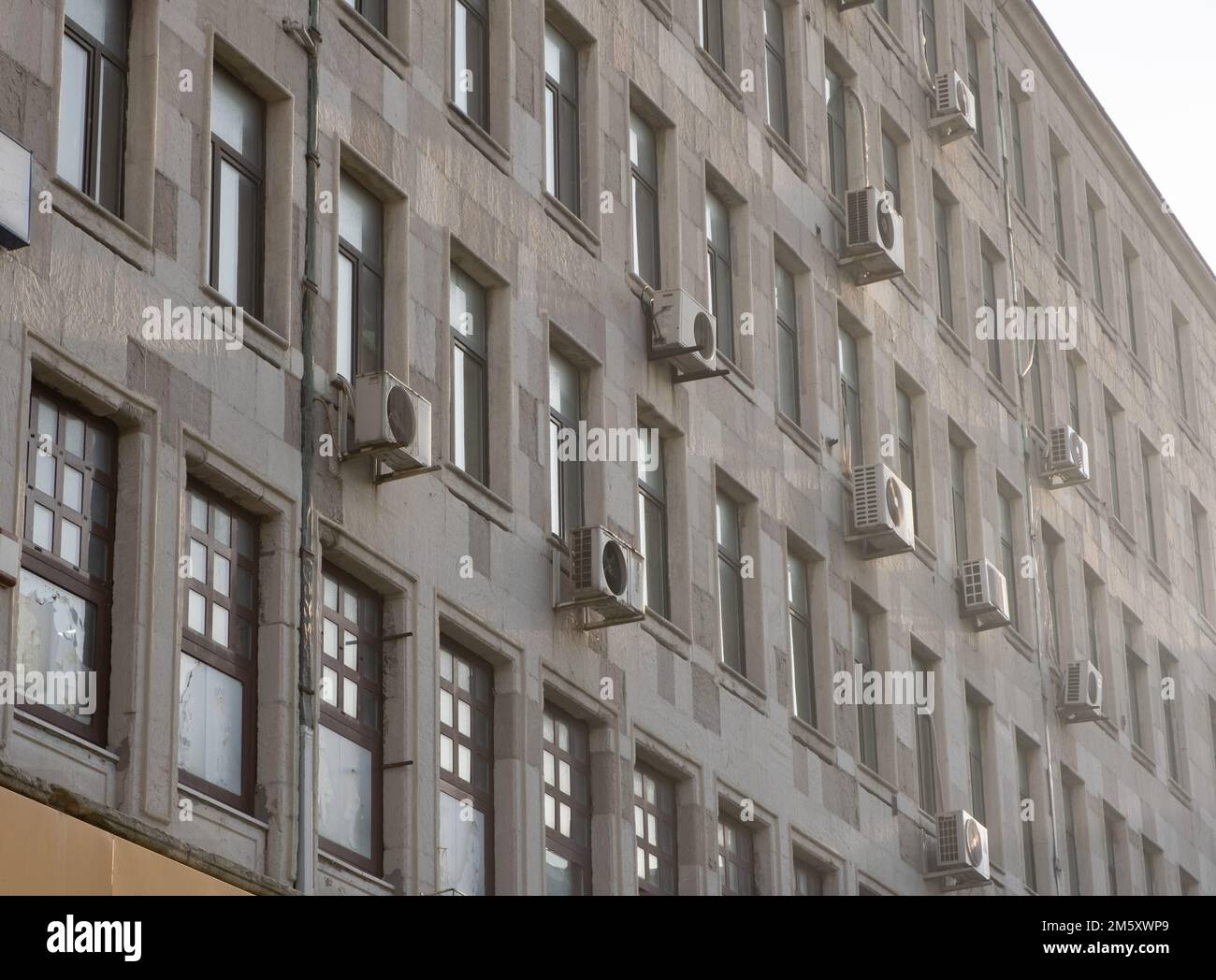 Rows of windows. Soviet architecture building exterior Stock Photo - Alamy