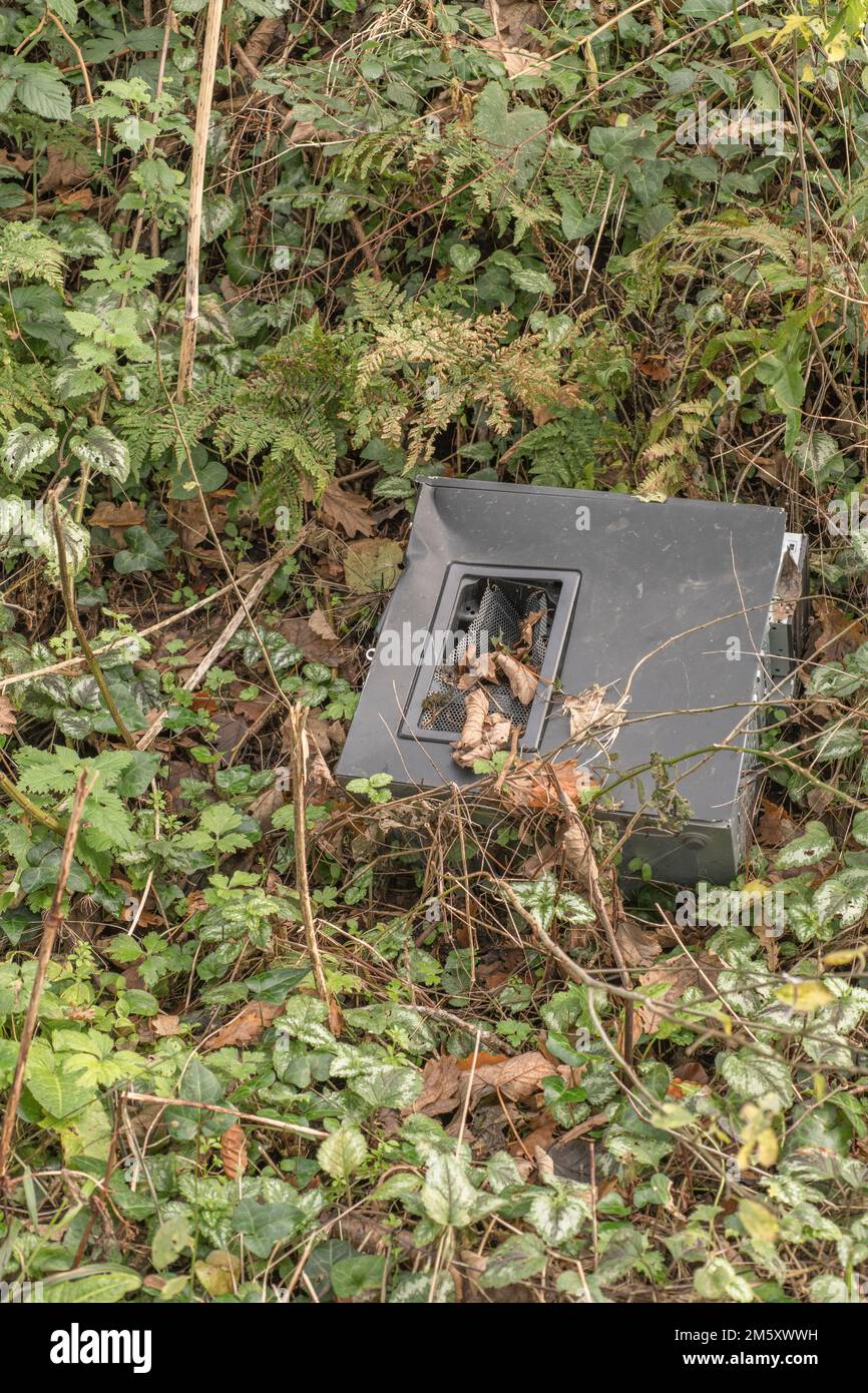 Abandoned old desktop PC / standalone computer dumped in a rural ...