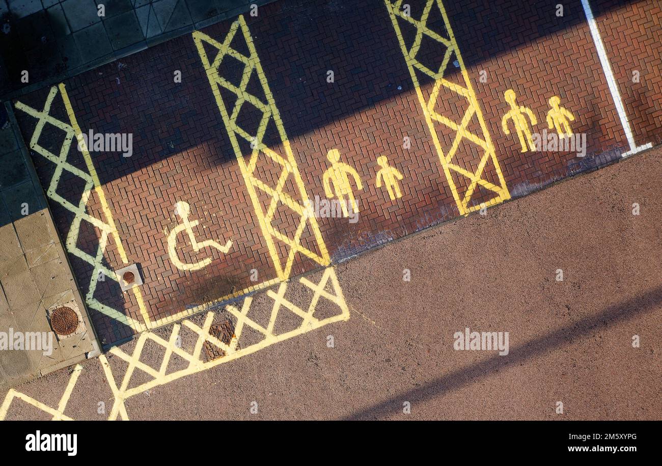 Disabled and parent, children parking spaces act school entrance Stock ...