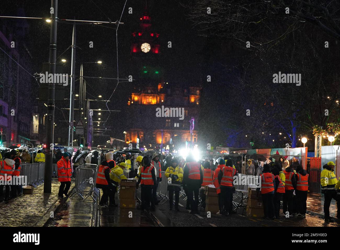 Security gate entrance at Princes Street, before the Hogmanay New Year ...
